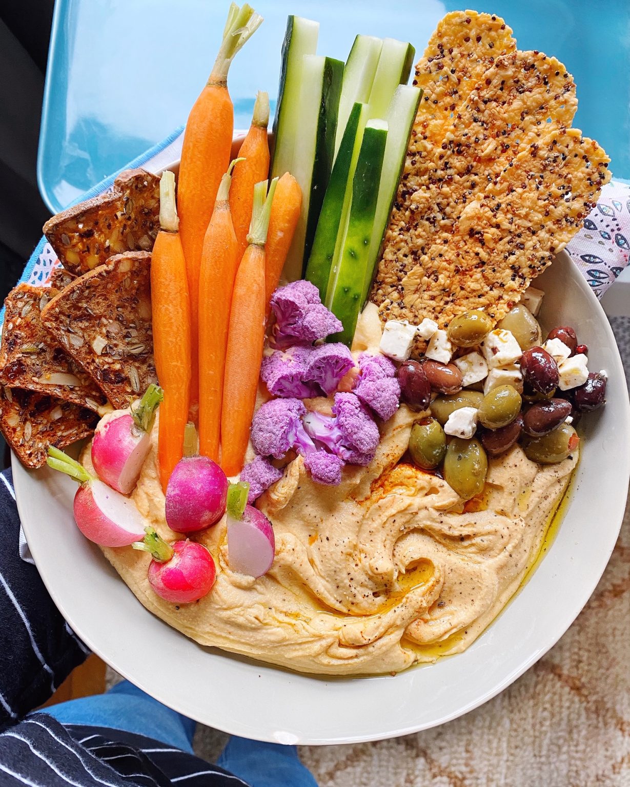Roasted Garlic Hummus Mezze Platter. - DomestikatedLife
