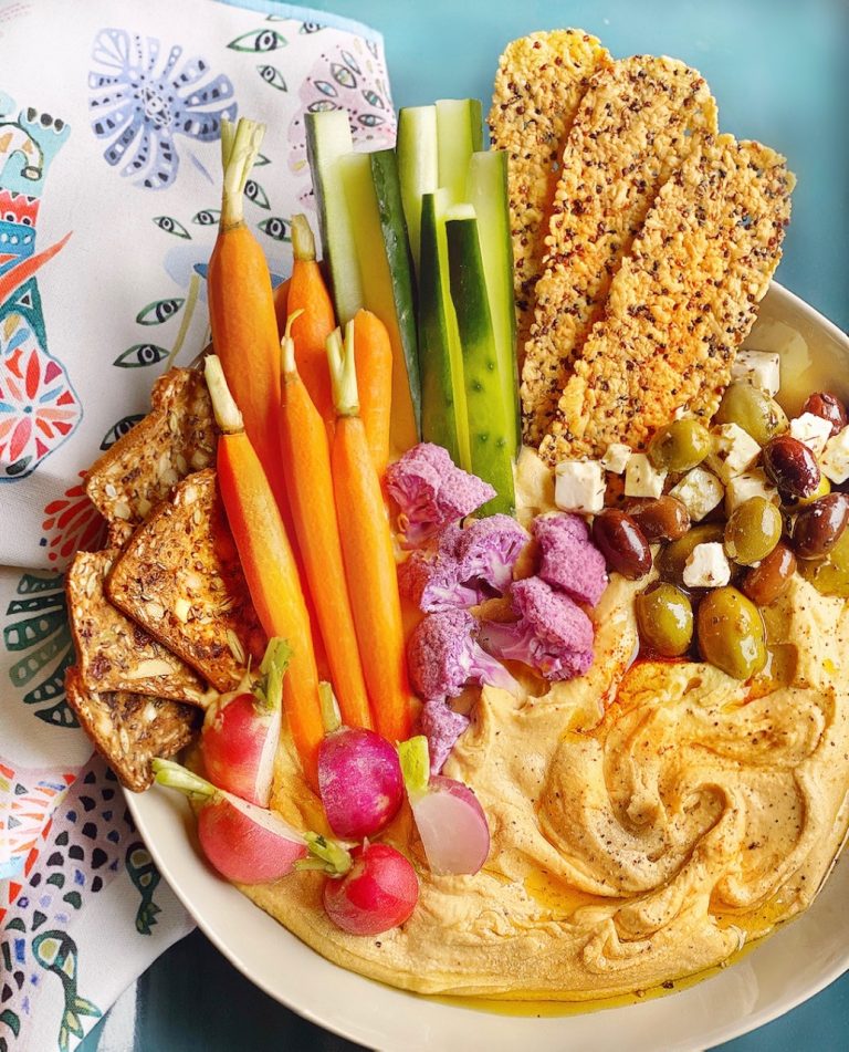Roasted Garlic Hummus Mezze Platter. - DomestikatedLife